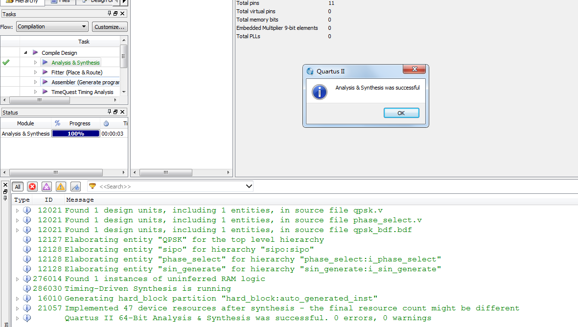基于FPGA的QPSK调制信号产生Verilog代码Quartus仿真_电路方案 - 与非网